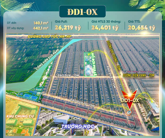 Bán liền kề góc duy nhất tại Đảo Dừa 1 Vinhomes Ocean Park 2